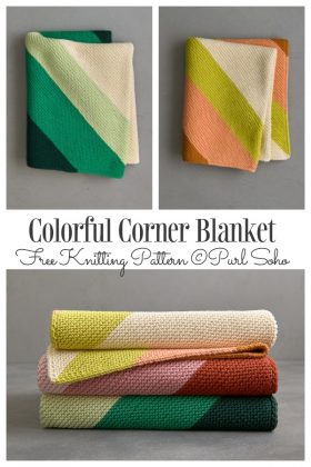 Knit Colorful Corner Blanket Free Knitting Pattern - Knitting Pattern