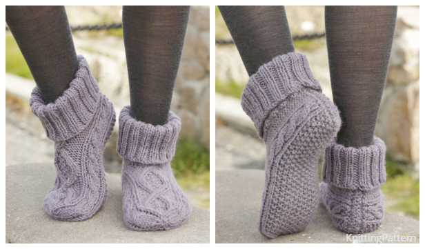 Knit Cable Slippers FREE Knitting Pattern