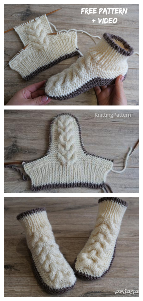 Knit Women Cable Slipper Boots Free Knitting Pattern +Video - Knitting ...