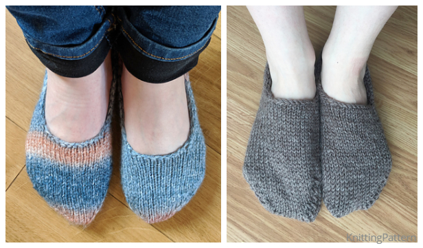 5 Knit Basic Sock Slippers Free Knitting Patterns - Knitting Pattern