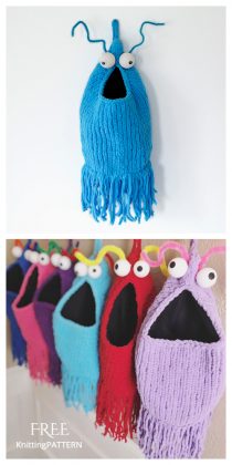 Knit Yip Yips Hanging Bag Free Knitting Pattern - Knitting Pattern