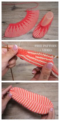 Knit One-Piece Turkish Slippers Free Knitting Patterns + Video ...