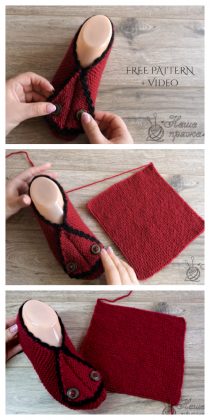 One Piece Rectangle Slippers Free Knitting Pattern + Video - Knitting ...