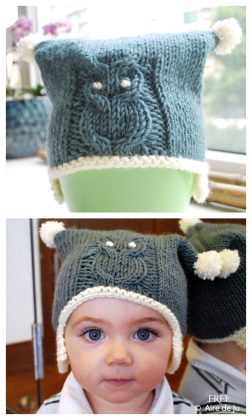 Cabled Owl Hat Free Knitting Patterns - Knitting Pattern