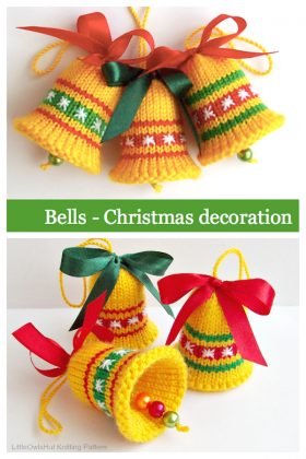 7 Christmas Bell Ornament Free Knitting Patterns & Paid - Knitting Pattern