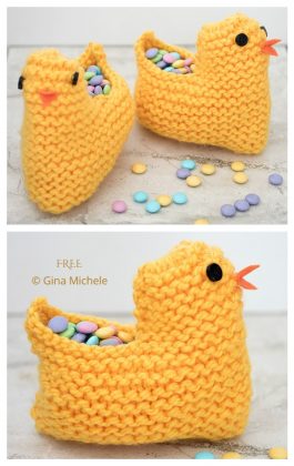 Easter Chick Basket Free Knitting Pattern - Knitting Pattern