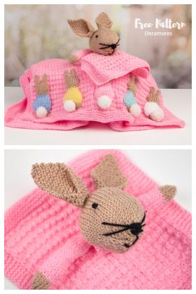 Bunny Lovey Blanket Free Knitting Patterns - Knitting Pattern