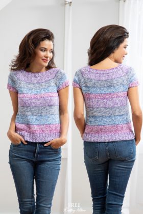 Striped Tee Top Free Knitting Patterns - Knitting Pattern