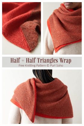 Knit Half + Half Triangles Wrap Shawl Free Knitting Pattern - Knitting ...
