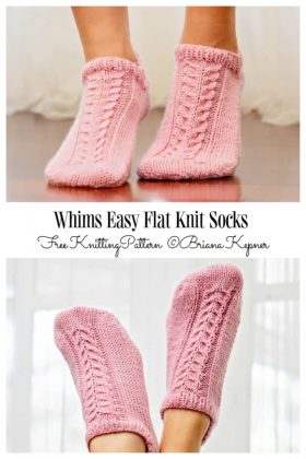 Easy One-Piece Flat Cable Socks Free Knitting Pattern - Knitting Pattern