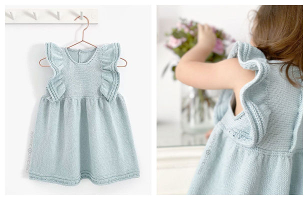 Seaside Little Girl Dress Free Knitting Pattern (3-4Y) - Knitting Pattern
