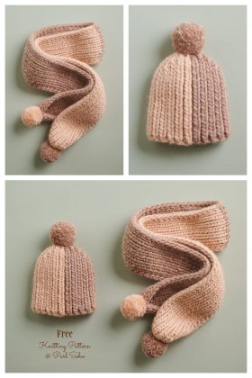 Two-Tone Hat and Scarf Set Free Knitting Patterns - Knitting Pattern