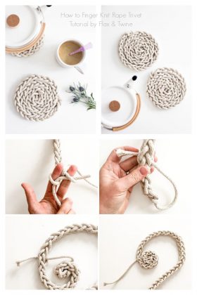 How to Finger Knit Rope Trivet - Knitting Pattern