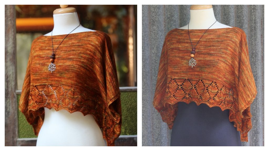 Autumn Leaves Linier Top Poncho Free Knitting Pattern - Knitting Pattern