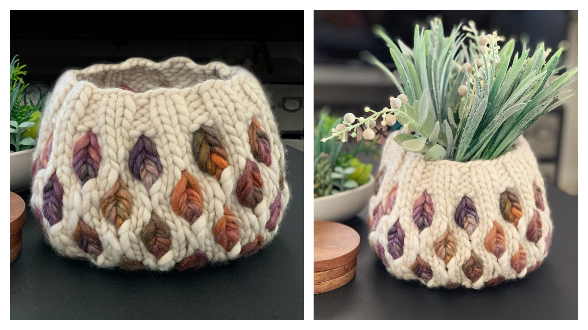 Deciduous Leaf Bowl Basket Knitting Pattern - Knitting Pattern