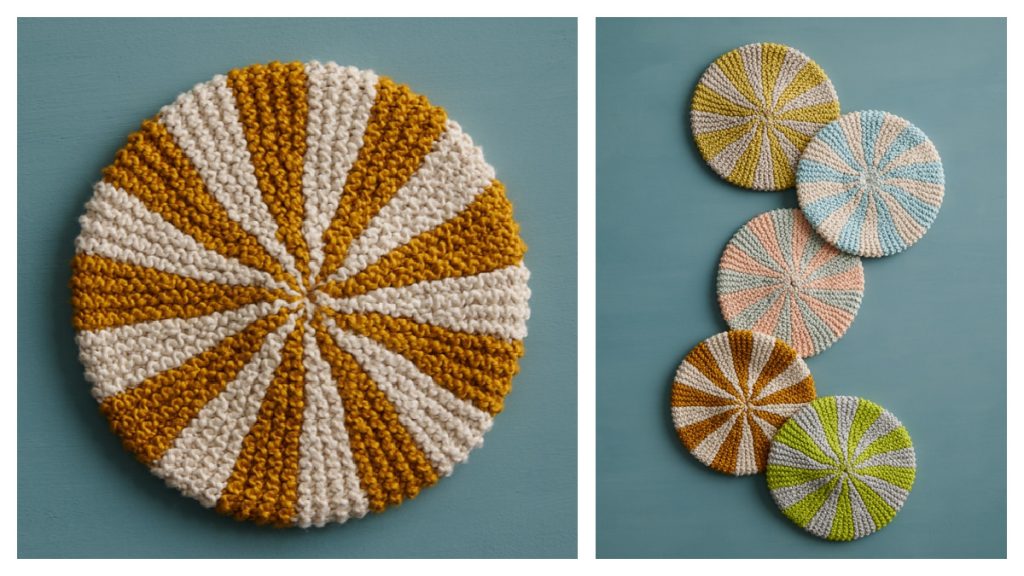 Double-Thick Sunburst Pot Holder Free Knitting Pattern - Knitting Pattern