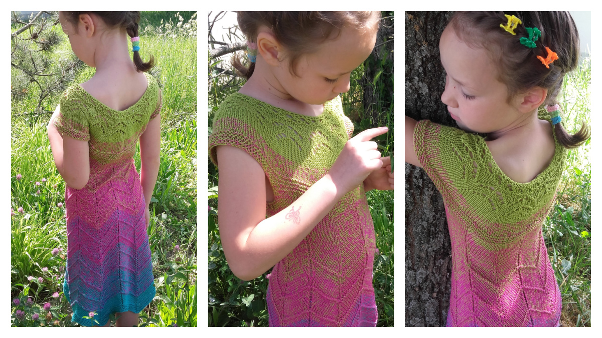 Girl's Rainbow Dress Free Knitting Pattern(6-12Y) - Knitting Pattern