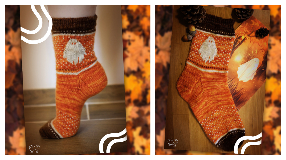 Percy Halloween Ghost Socks Free Knitting Pattern - Knitting Pattern