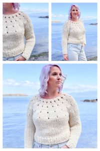 Easy Eyelet Yoke Pullover Sweater Knitting Patterns Knitting Pattern