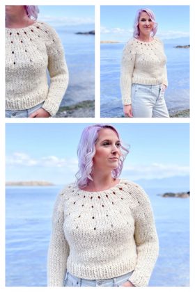 Easy Eyelet Yoke Pullover Sweater Knitting Patterns - Knitting Pattern