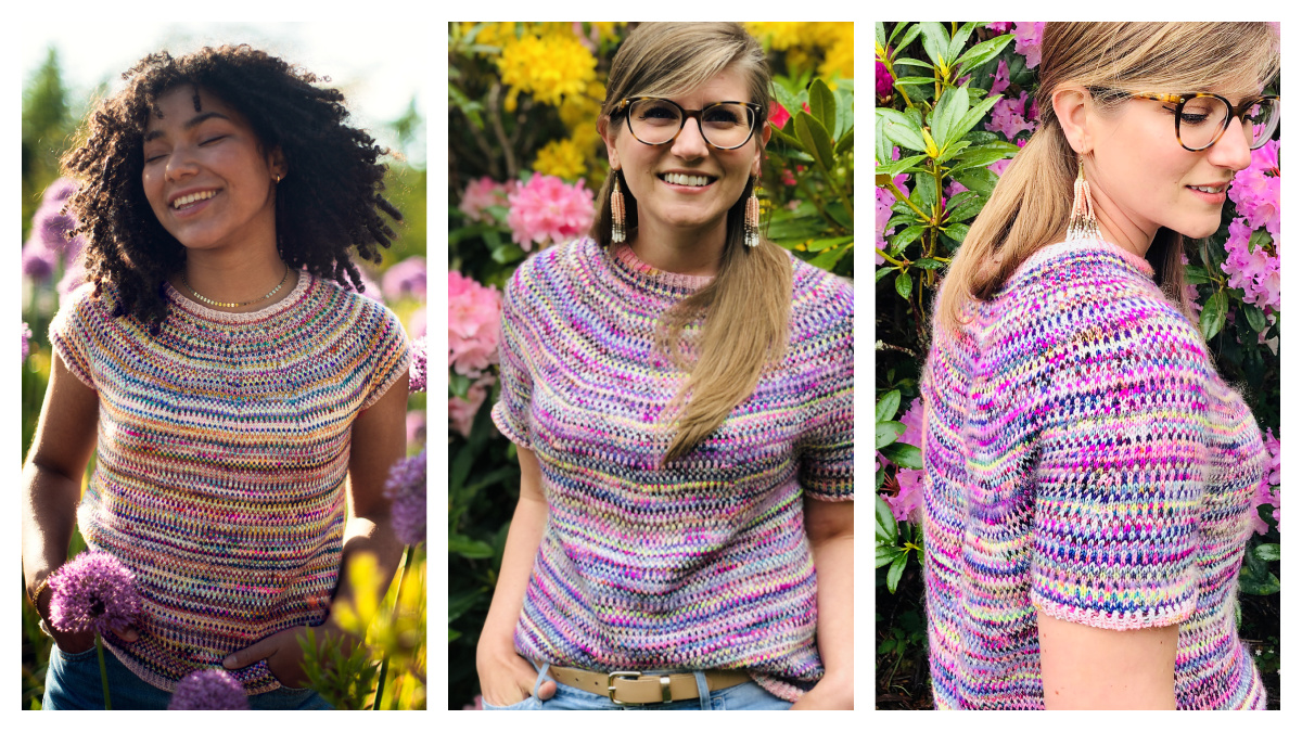 Scrappy Sea Glass Tee Top Knitting Pattern - Knitting Pattern