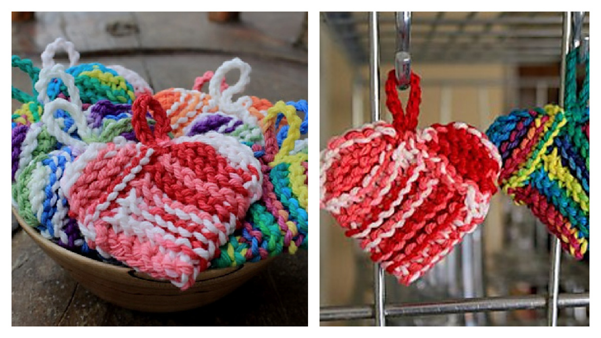 Valentine Heart Tawashi Scrubby Knitting Pattern - Knitting Pattern