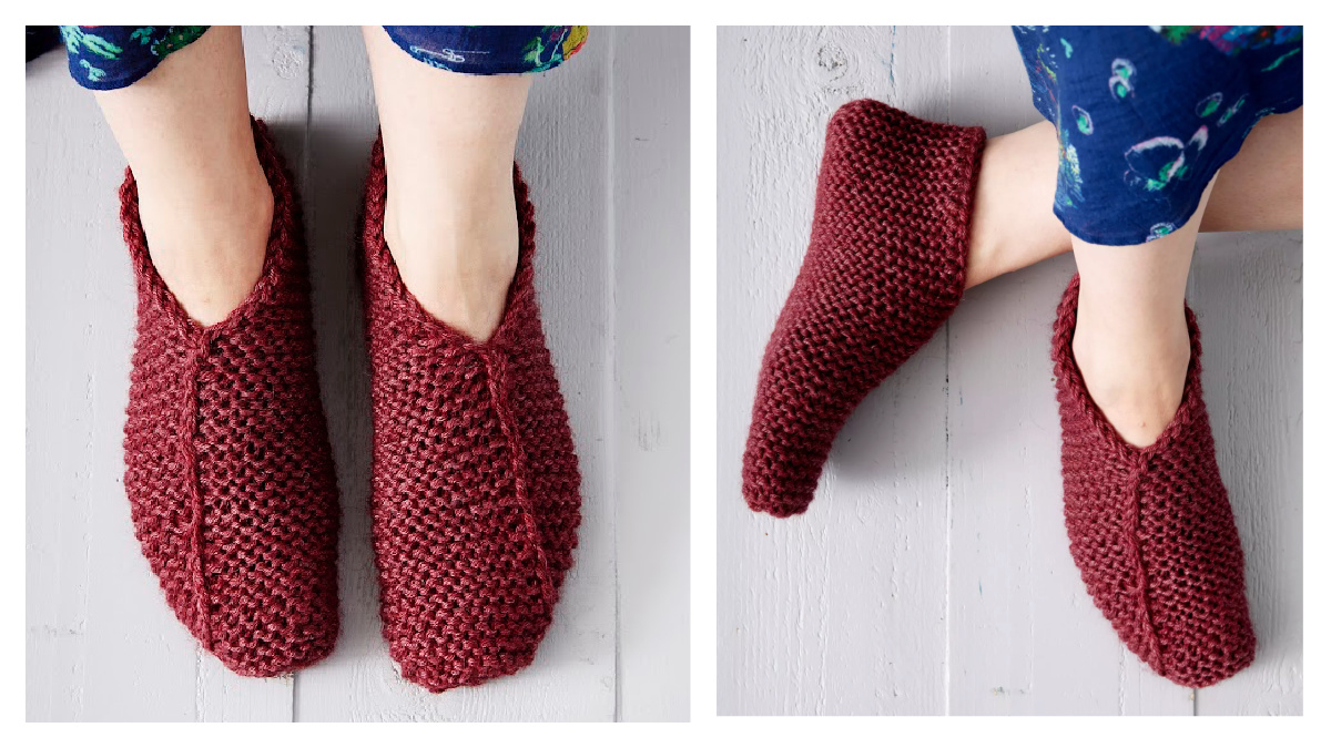 Easy Rectangle Garter Stitch Slippers Free Knitting Pattern - Knitting Pattern