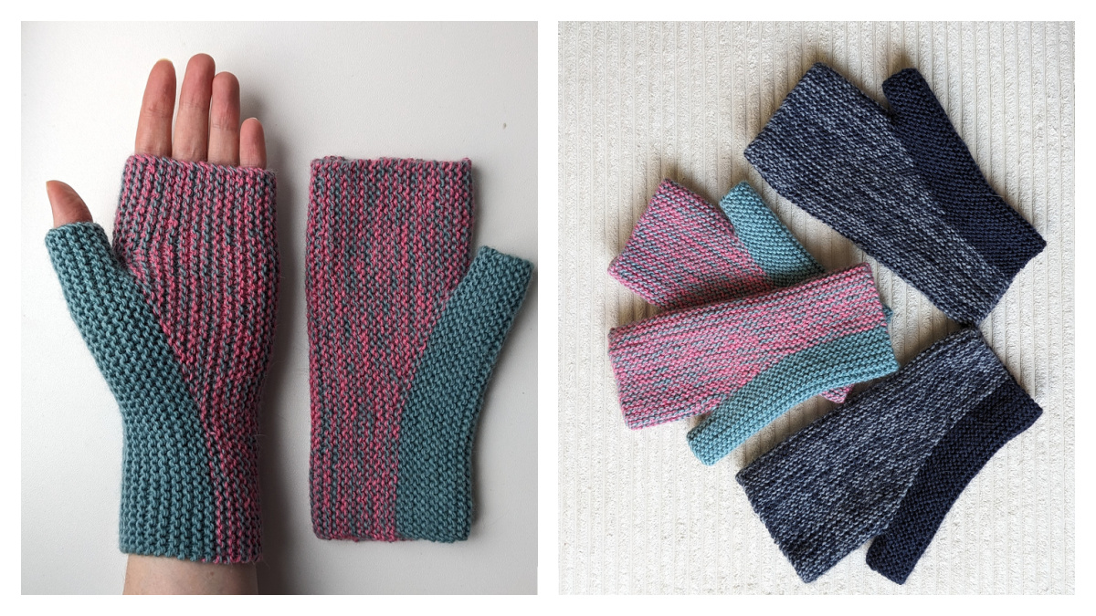 Garter Stitch Partners In Colour Mitts Knitting Pattern - Knitting Pattern