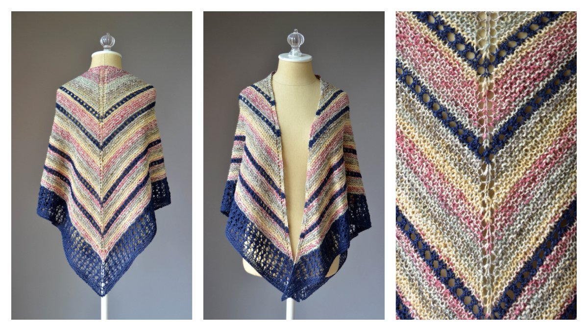 Lace Border Flying V Shawl Free Knitting Pattern - Knitting Pattern