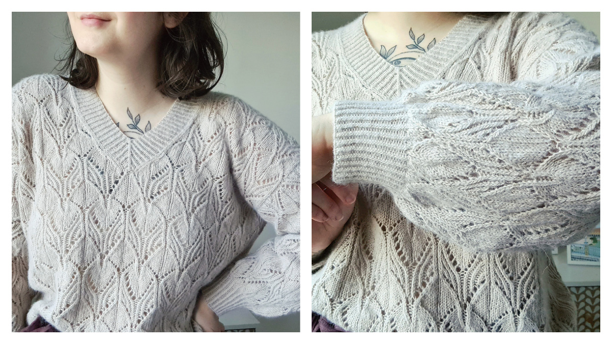 Oleander Leaf Pullover Sweater Free Knitting Pattern - Knitting Pattern