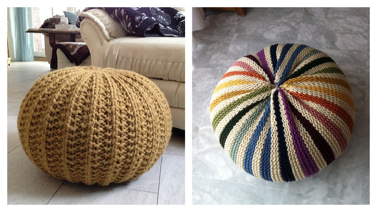 Pickles Pouf Ottoman Free Knitting Patterns - Knitting Pattern