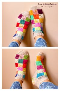 Garter Stitch Patchwork House Socks Free Knitting Pattern - Knitting ...