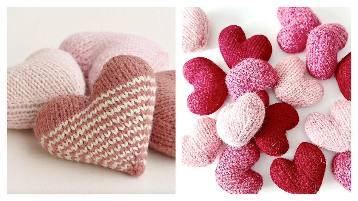 3D Valentine Stuffed Heart Knitting Patterns - Knitting Pattern